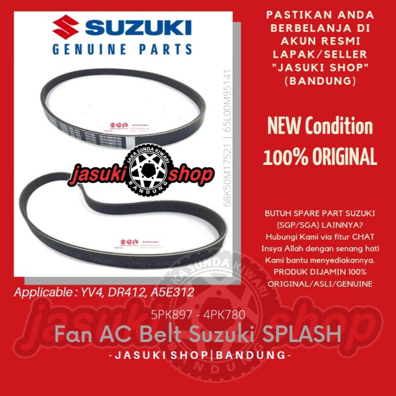 Jual Fan AC V Belt Sabuk Tali Kipas Mesin Suzuki Splash New Splash YV4 DR412 A5E312 MT AT Asli ...