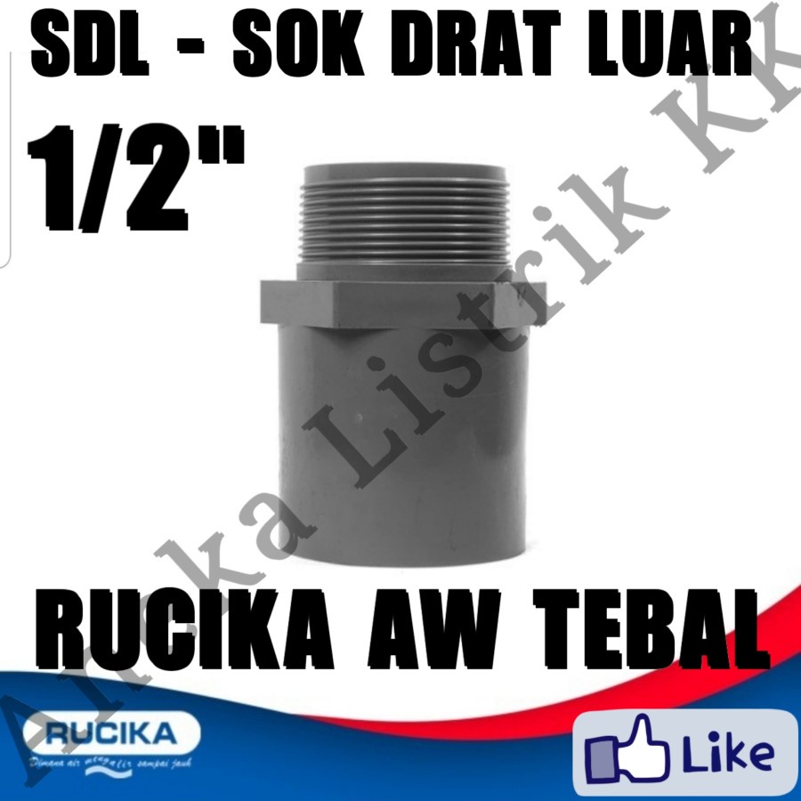 Jual RUCIKA SAMBUNGAN PIPA PVC SDL 1/2" AW SOK DRAT LUAR 1/2INCH 1/2 INCH | Shopee Indonesia