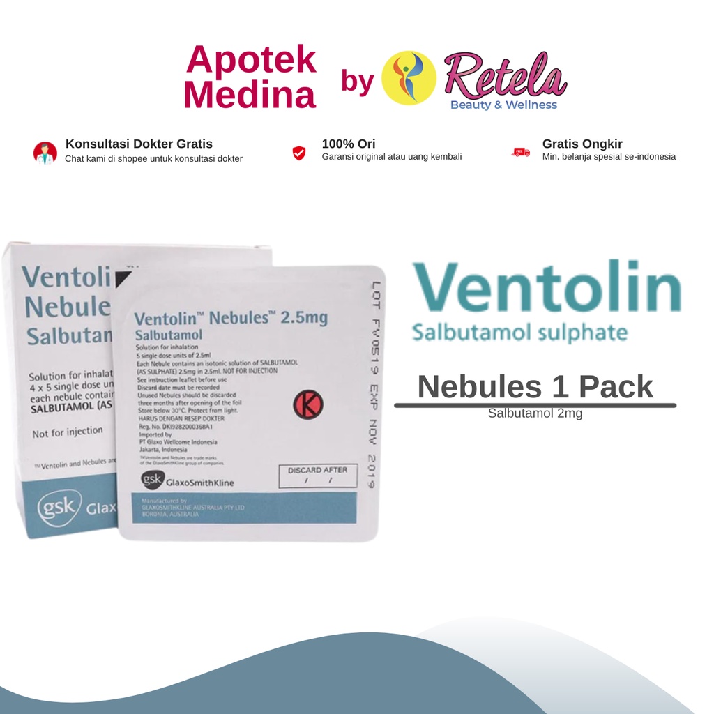 Jual VENTOLIN 2.5MG NEBULES 1 BLISTER 4 RESPULES | Shopee Indonesia