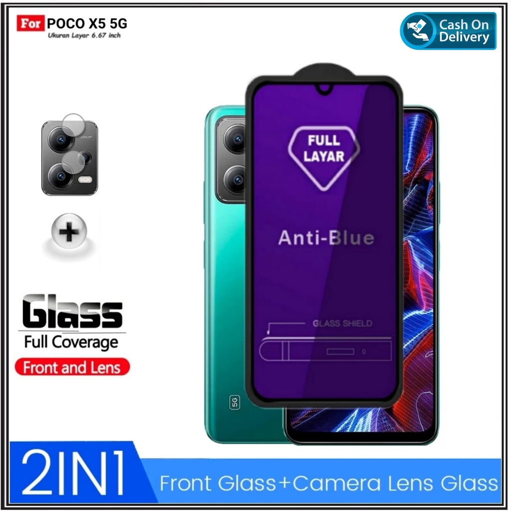 Jual PAKET 2IN1 Tempered Glass Blue Light Xiaomi Poco X5 5G X5 PRO 5G ...