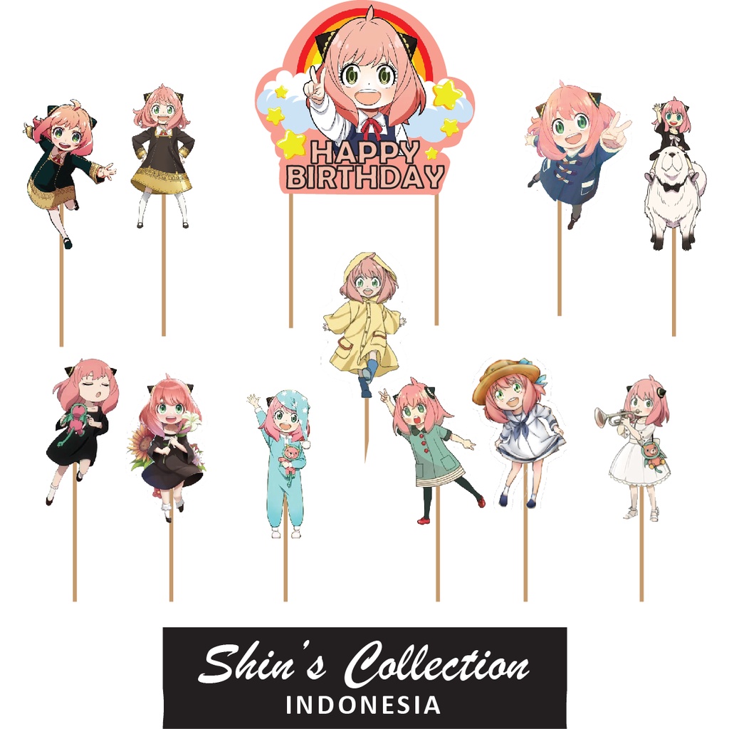 Jual Cake topper Anya Forger solo 03 set isi 12 pcs | Shopee Indonesia