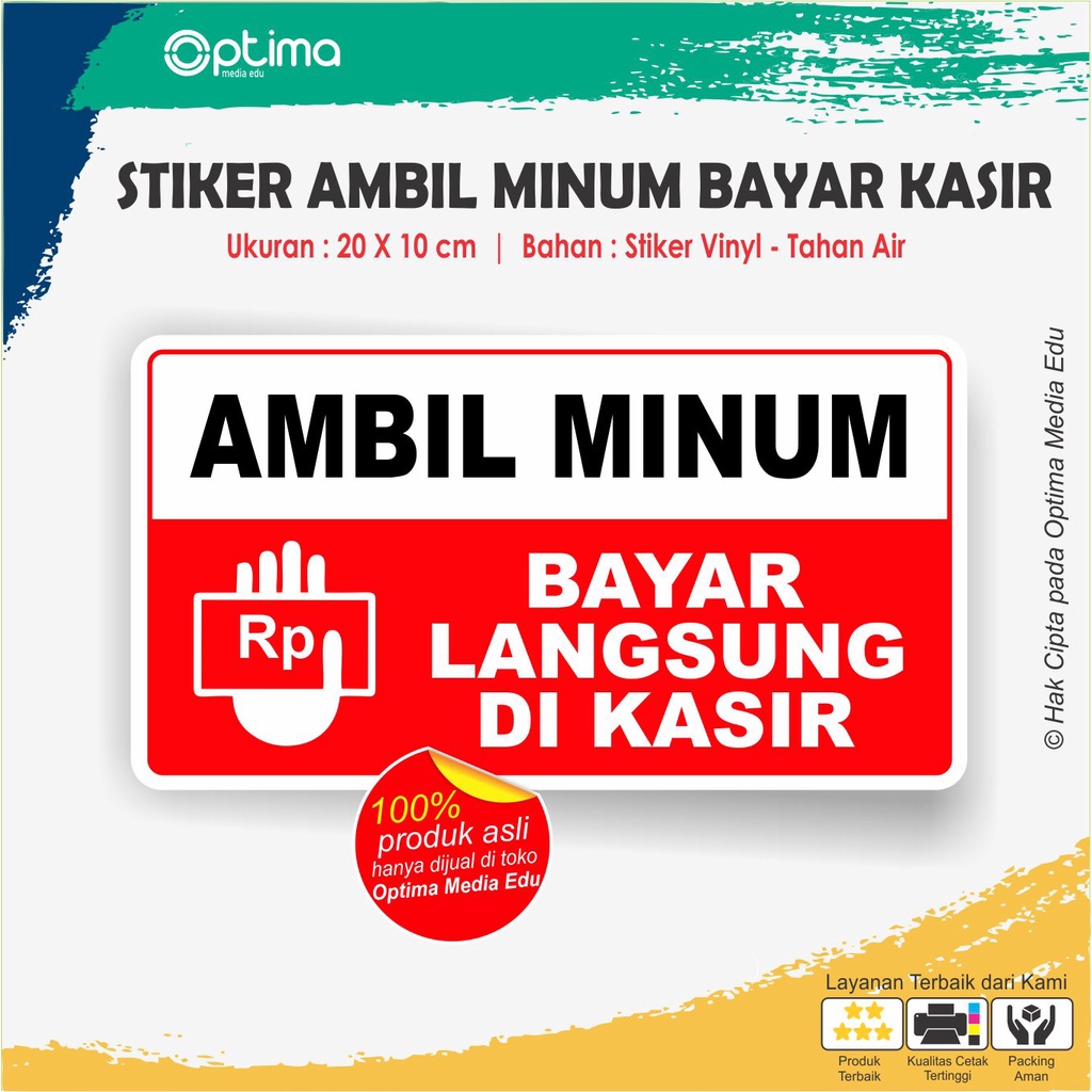 Jual Stiker Ambil Minum Bayar Langsung Dikasir (untuk etalase minuman ...