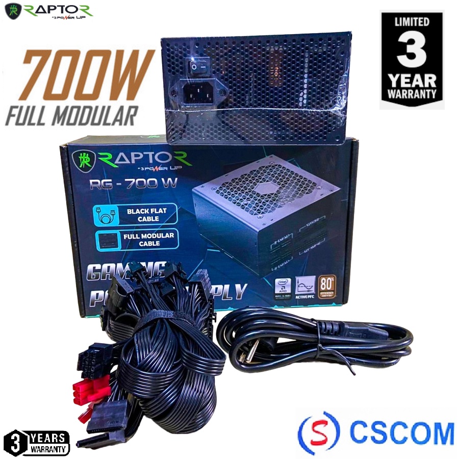 Jual PSU RAPTOR RG-700W Full Modular 700 Watt by 3 Power Up Garansi 3 ...