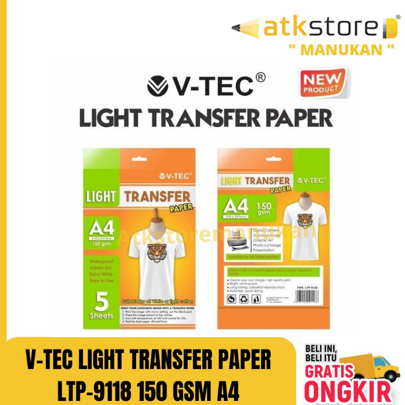 Jual KERTAS FOTO TRANSFER V-Tec Light Transfer Paper A4 150gsm ...