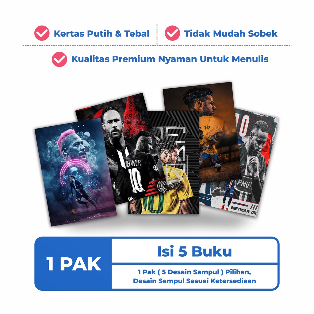Jual Buku Tulis Sekolah Custom Tema Sepak Bola NEYMAR JR Bergaris 38 ...