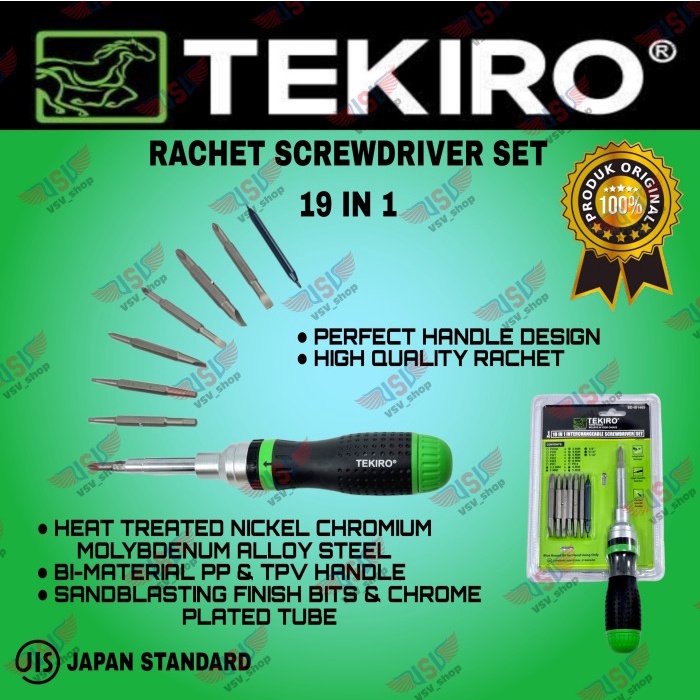 Jual TEKIRO Obeng Set 19 in 1 Obeng Rachet Screwdriver Set 19in1 dtp ...