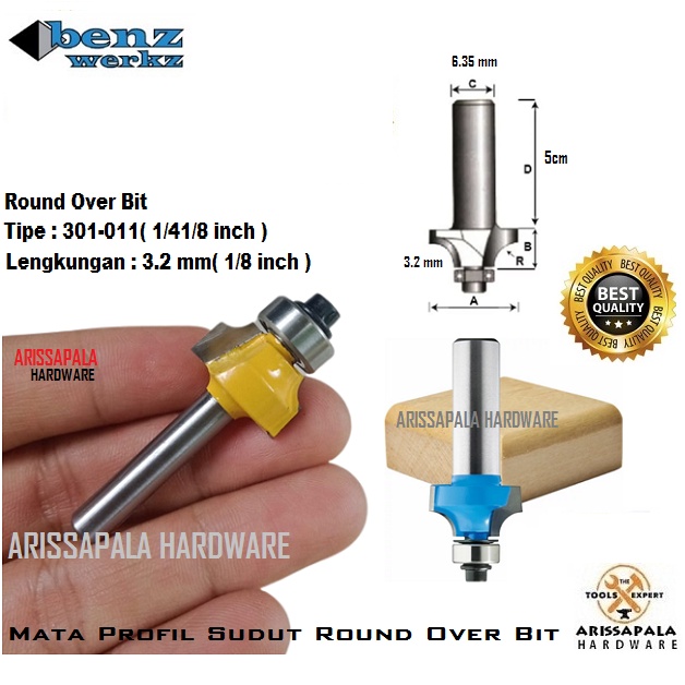 Jual BENZ Mata Profil Sudut Round Over Bit Mata Pisau Mesin Router ...