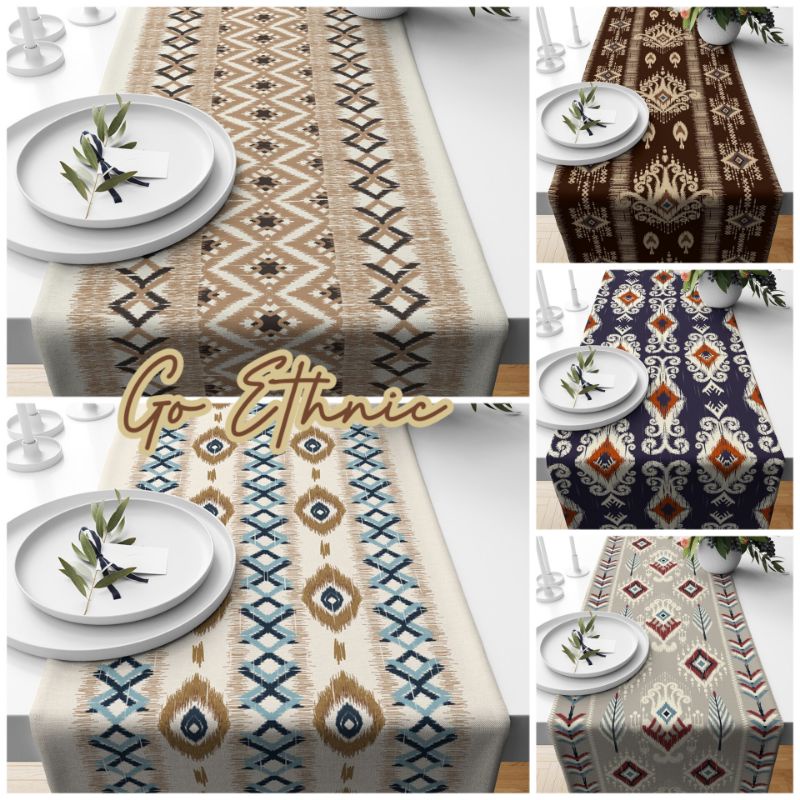 Jual TABLE RUNNER TAPLAK MEJA PRINT MOTIF GO ETHNIC TRIBAL TENUN 140X40 ...