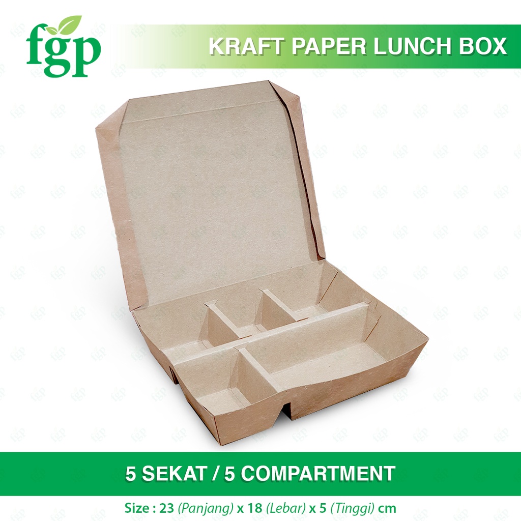 Jual Paper Lunch Box Kraft Sekat 5 Food Grade Pack | Shopee Indonesia