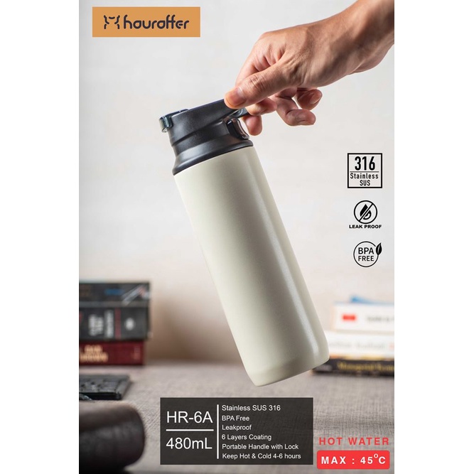 Jual Hauraffer Grosir Botol Thermos HR-6A Tumbler Stainless steel SUS316 Tahan Panas 480ml ...