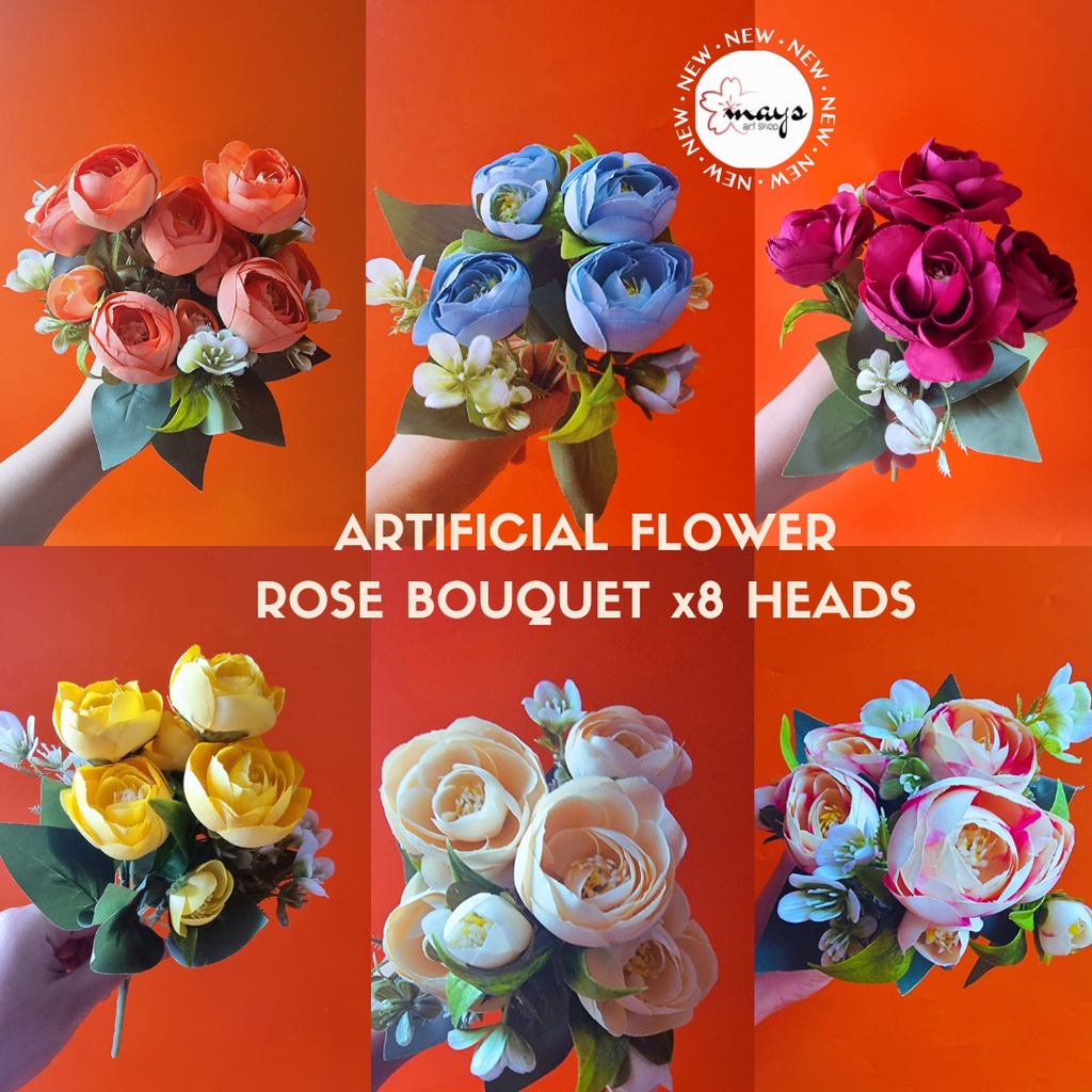 Jual [8 Heads] Artificial Flower Rose x8 Bouquet - Bunga Mawar ...