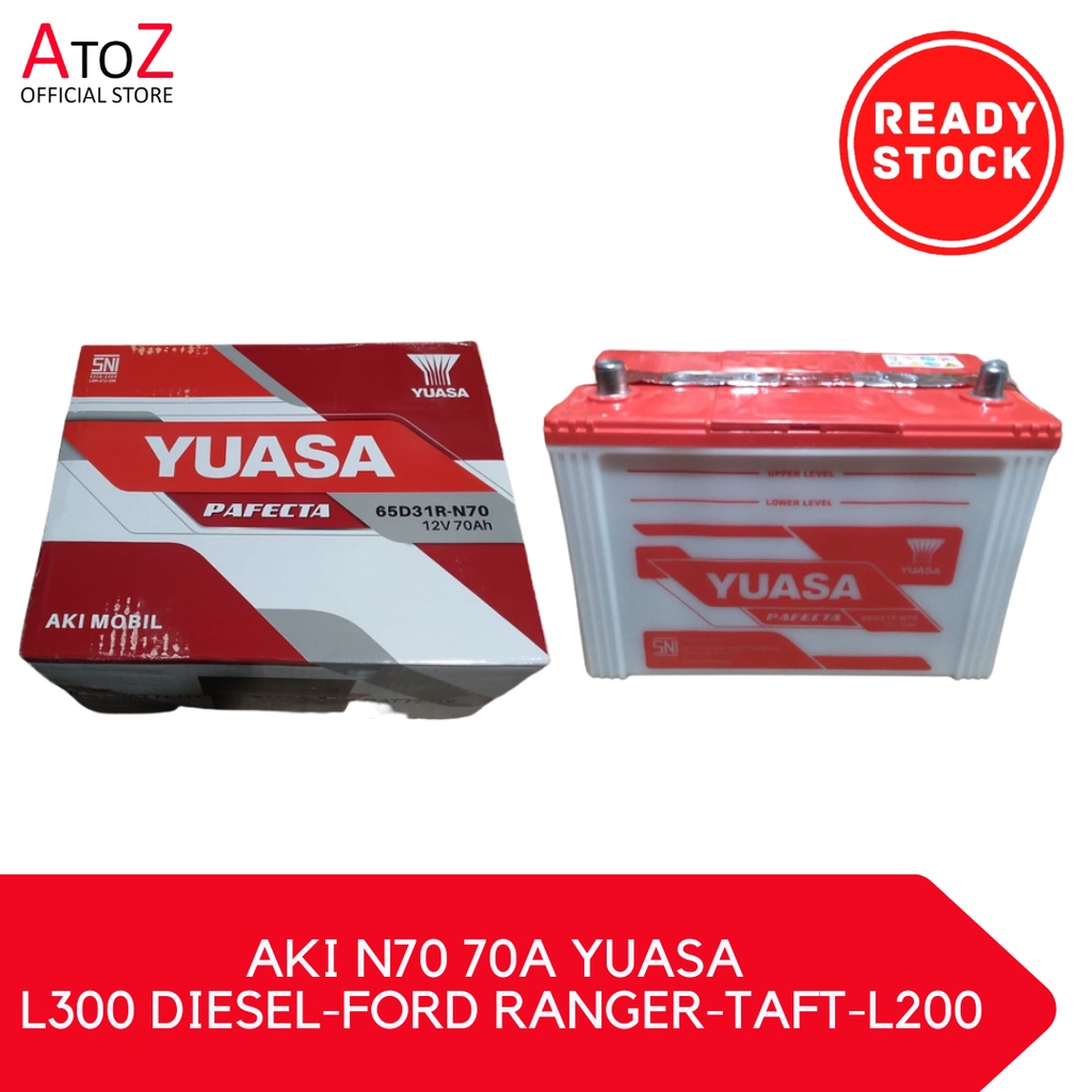 Jual AKI N70 70A YUASA L300 DIESEL-FORD RANGER-TAFT-L200 | Shopee Indonesia