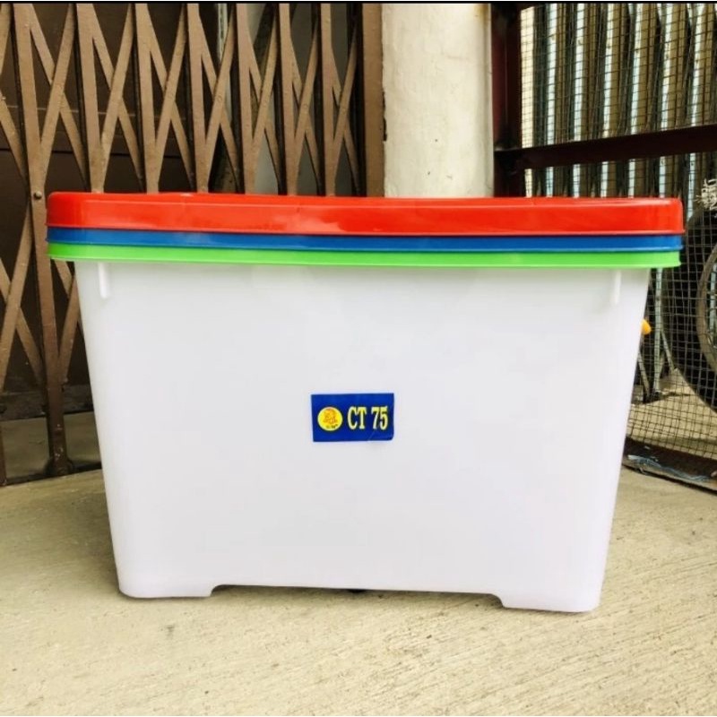 Jual Kontainer Container Box plastik putih + roda ukuran 75 Liter (G ...