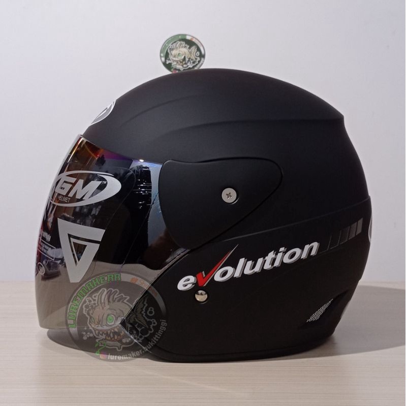 Jual HELM GM EVOLUTION SOLID BLACK DOFF | Shopee Indonesia