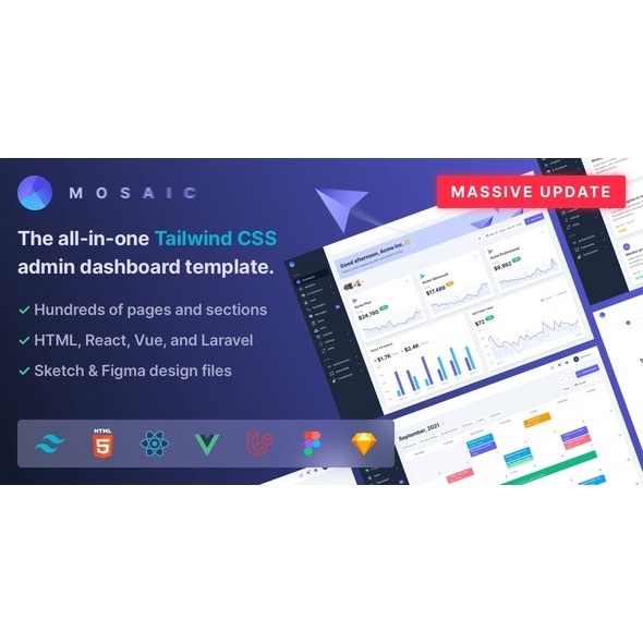 Jual Mosaic - Tailwind CSS Admin Dashboard Template | Shopee Indonesia