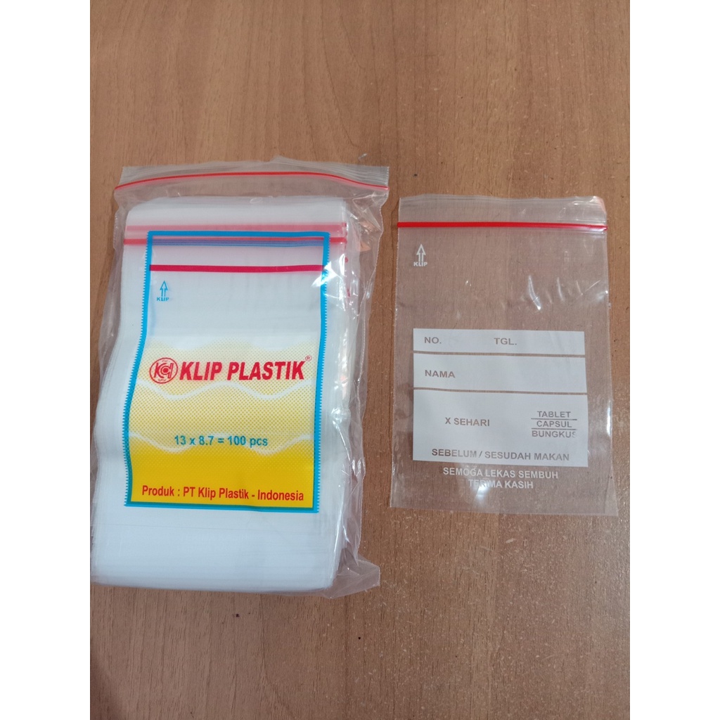Jual plastik klip 13 x 8,7 / plastik obat bening polos/ klip merah ...