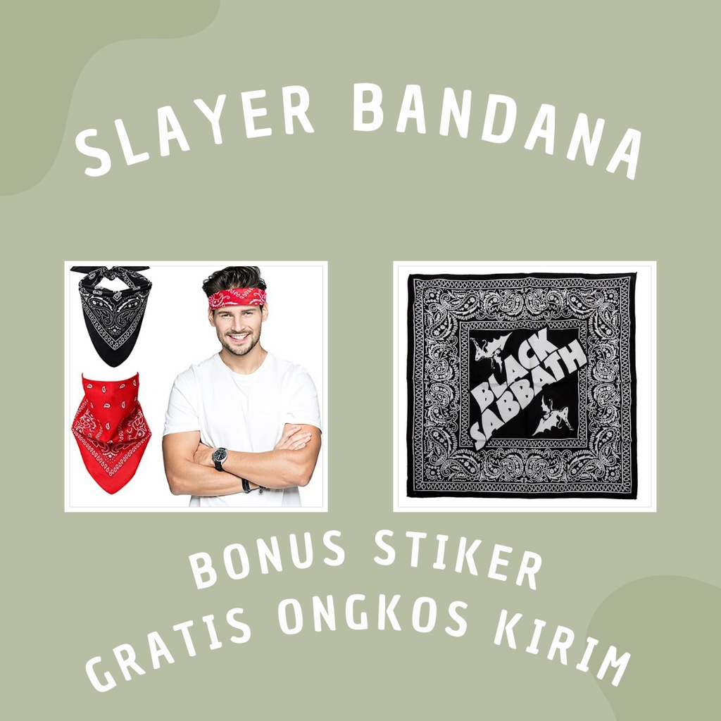 Jual Slayer Bandana Ikat Kepala Hitam Motif Band Black Sabbath | Shopee ...