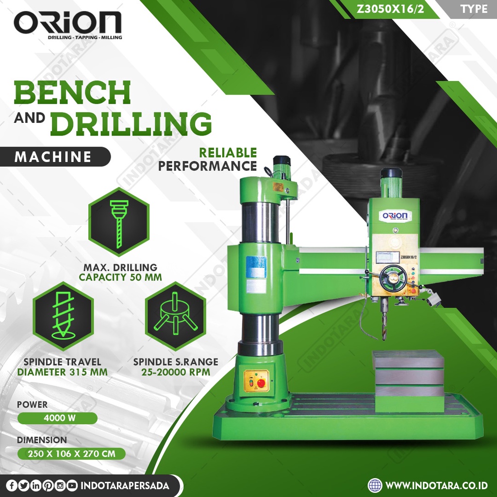 Jual Mesin Bor Duduk Orion Radial Drilling Machine Z3050X16 | Shopee ...