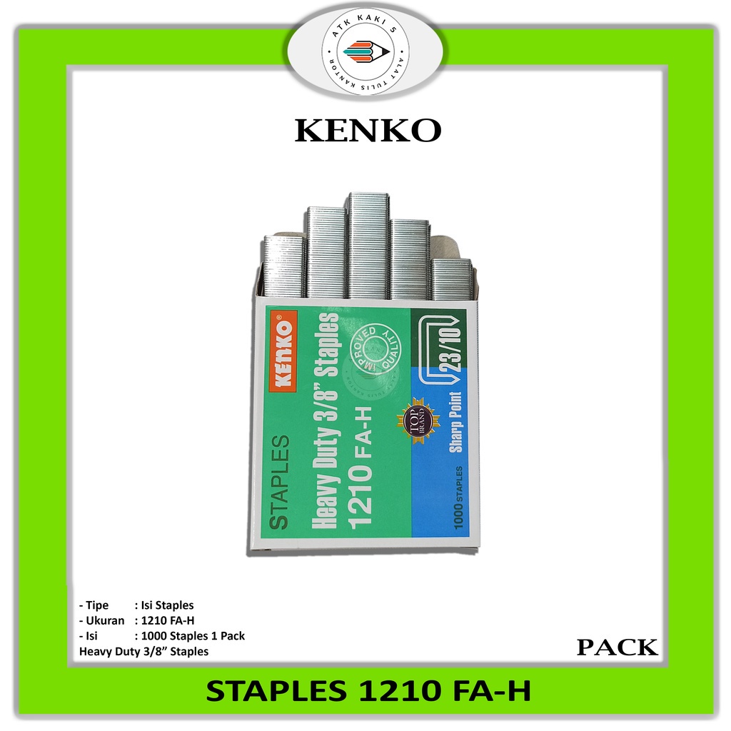 Jual KENKO - Isi Staples No.1210 Heavy Duty 3/8" Staples - Pack ...