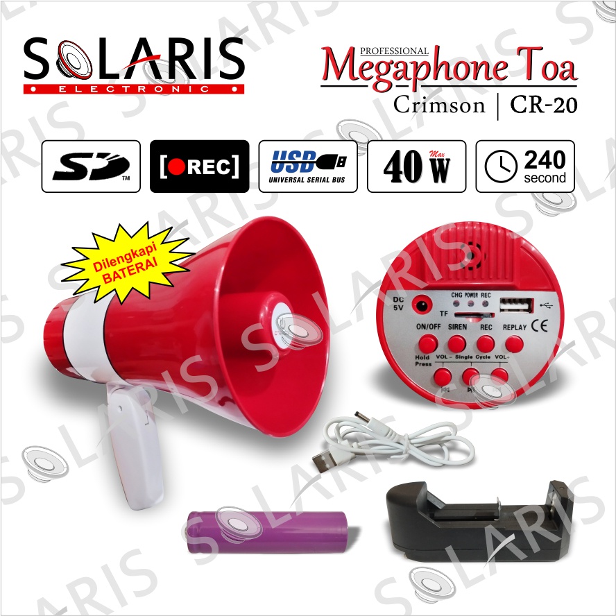 Jual MEGAPHONE Toa CRIMSON CR-20 + BATTERY CHARGE | Shopee Indonesia
