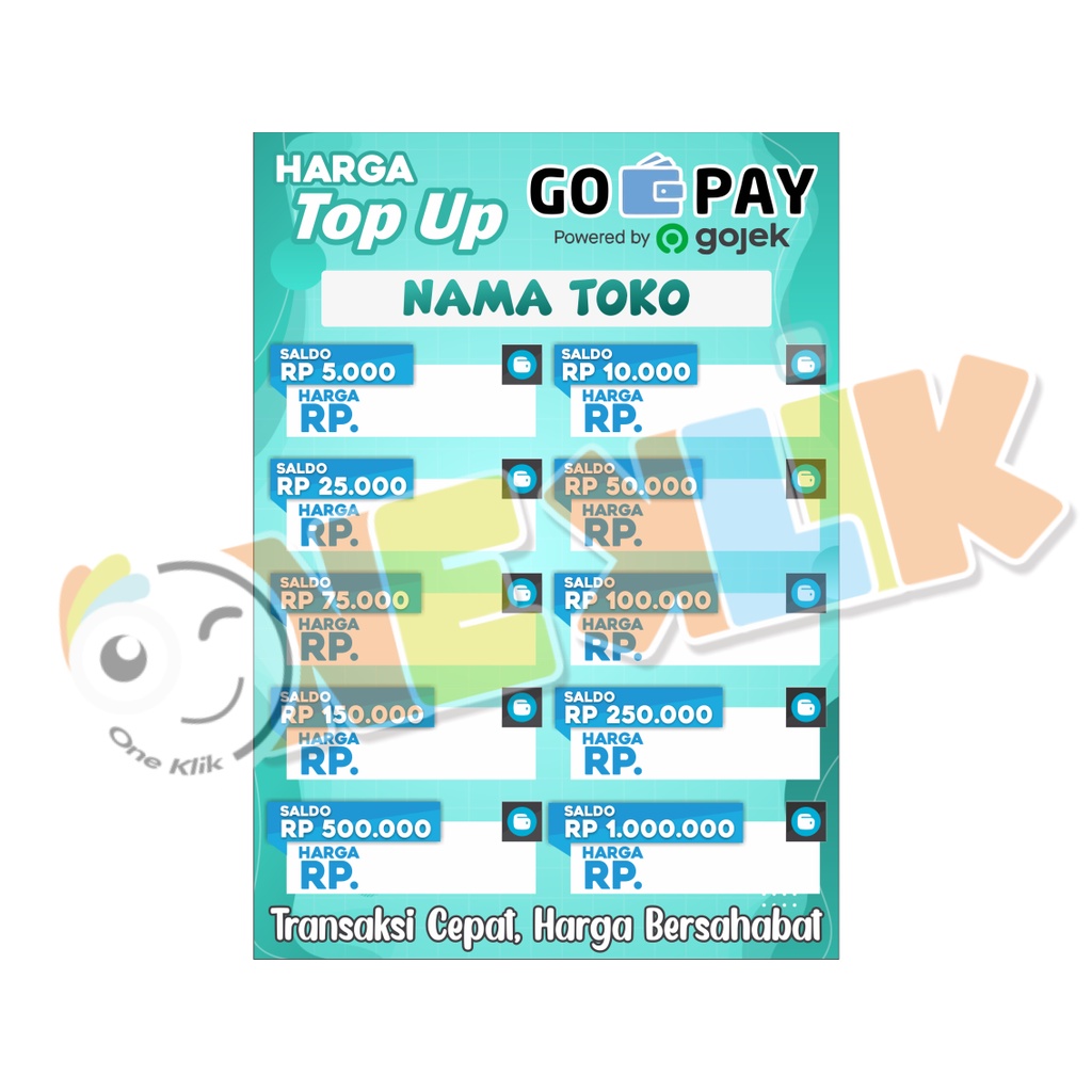 Jual Poster Konter Daftar Harga Top Up / Poster Paket Konter / Poster E ...