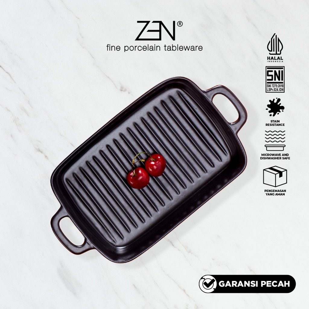 Jual ZEN Piring Saji Persegi dengan Handle/Pasta Pan Black | Shopee ...