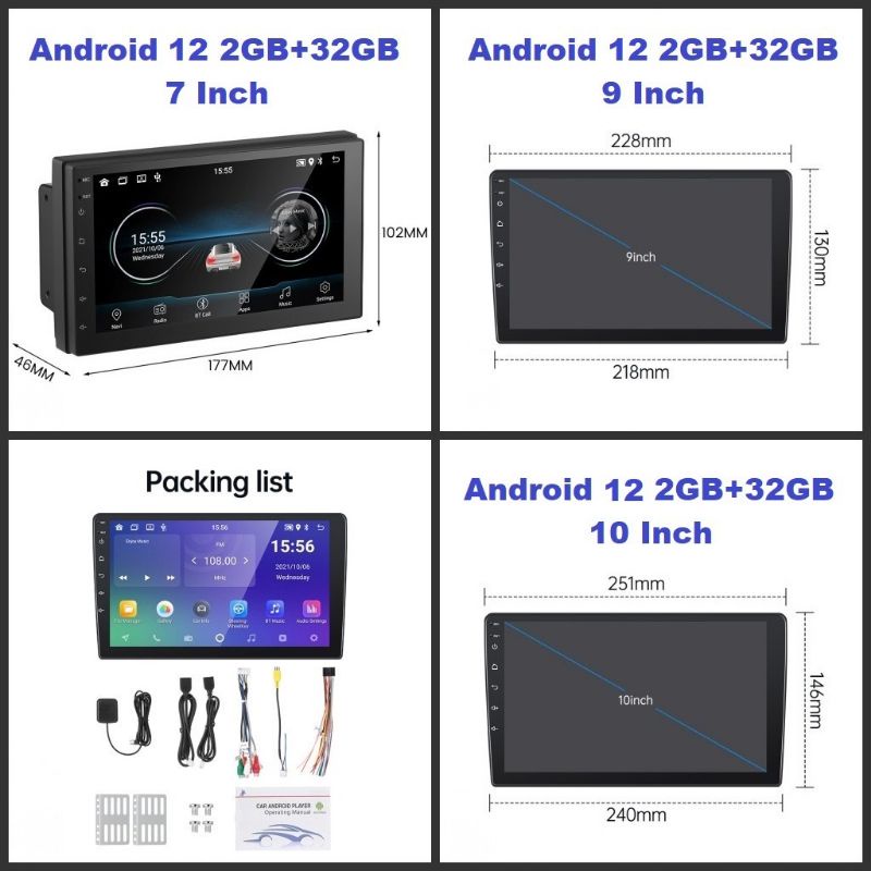 Jual TAPE MOBIL ANDROID 13 HEAD UNIT MOBIL RAM 4/32GB 7INCH 9INCH ...