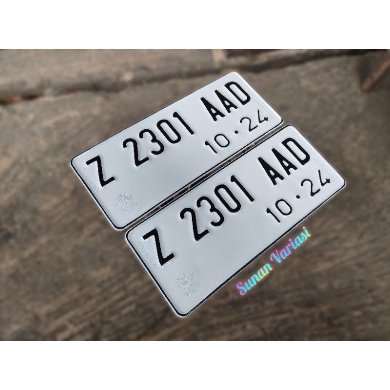 Jual plat nomor motor font standar warna putih sepasang | Shopee Indonesia