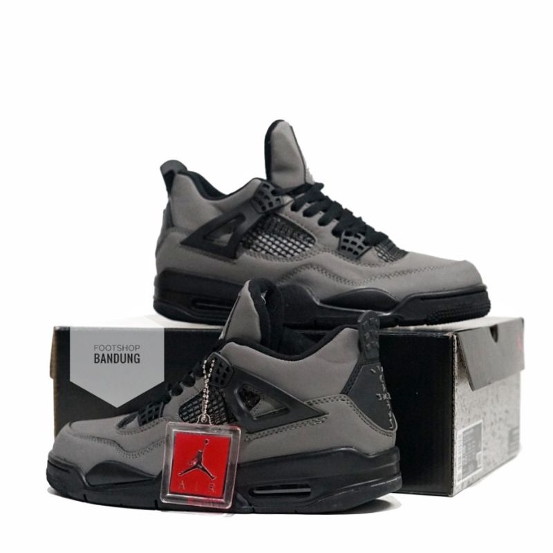 Jual Sepatu Sneakers Basket Pria Nike Air Jordan 4 X Travis Scott Grey ...