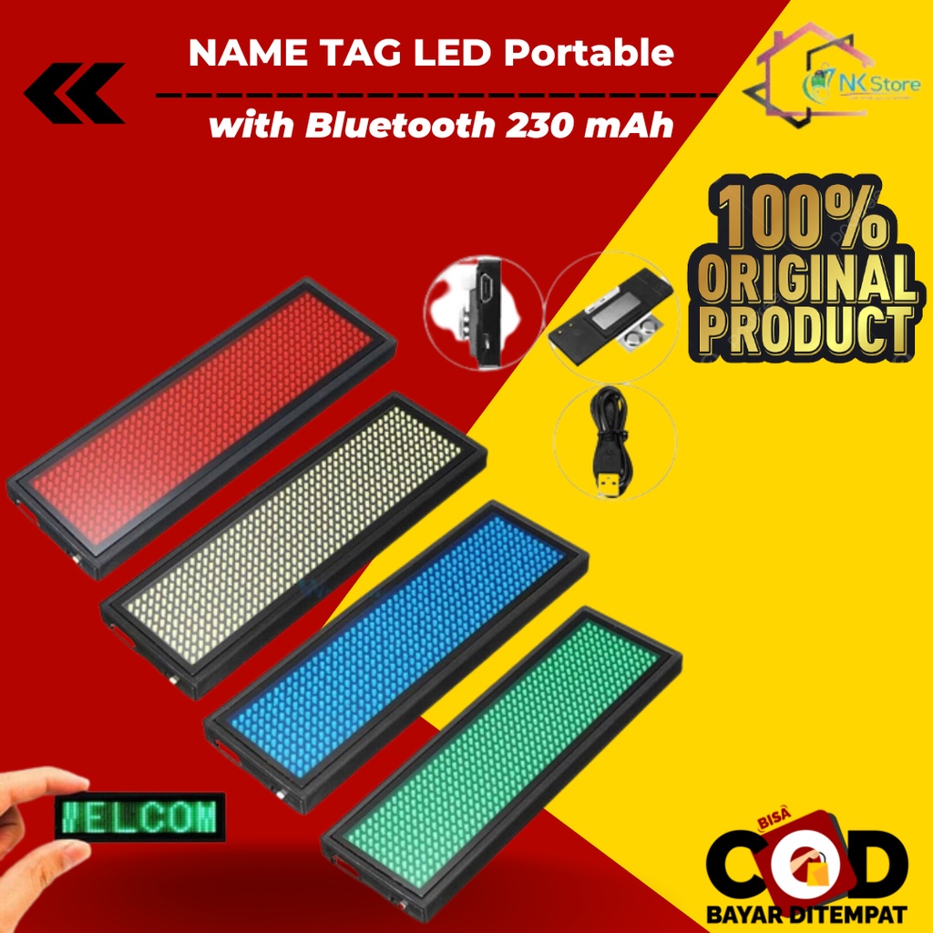 Jual Name Tag LED Mini Board Portable with Bluetooth 230 mAh | Shopee ...