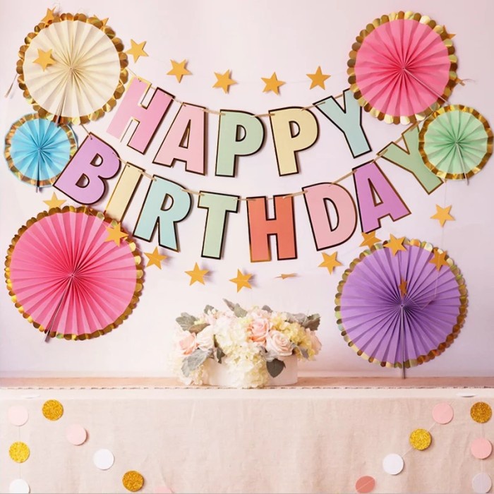 Jual Banner Happy Birthday pastel / Banner Happy Birthday Warna Macaron ...