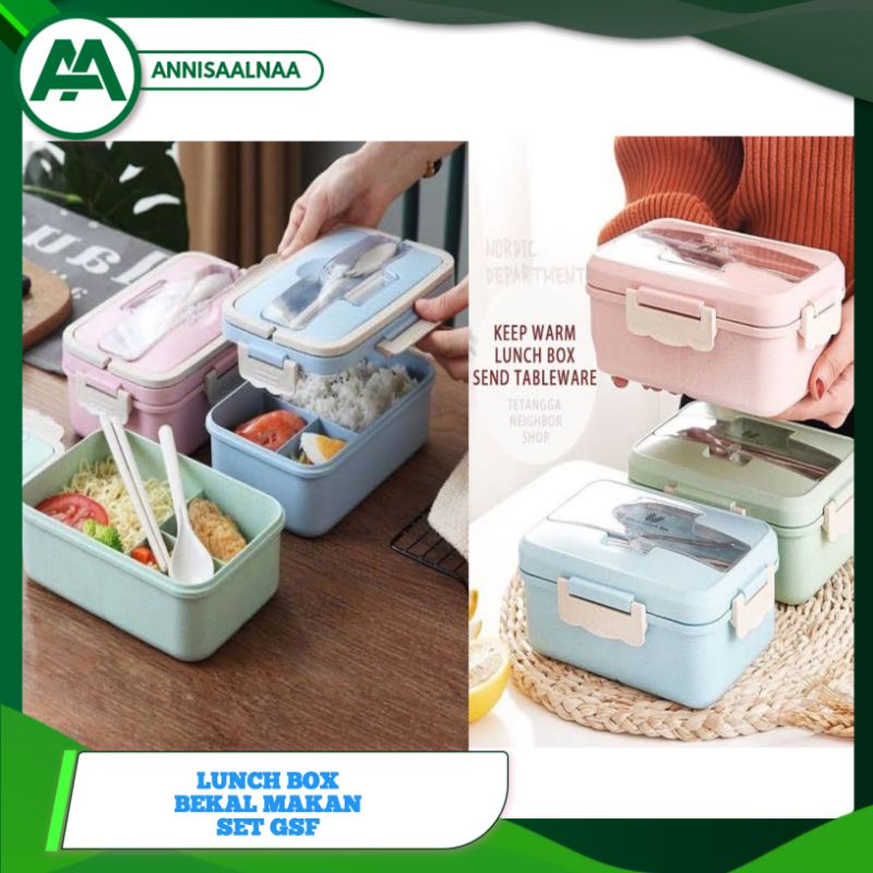 Jual GSF Lunch Box Set Kotak Bekal Makan / Kotak Makam 1000ml 4 in 1 / Kotak Makan Bekal Jerami ...