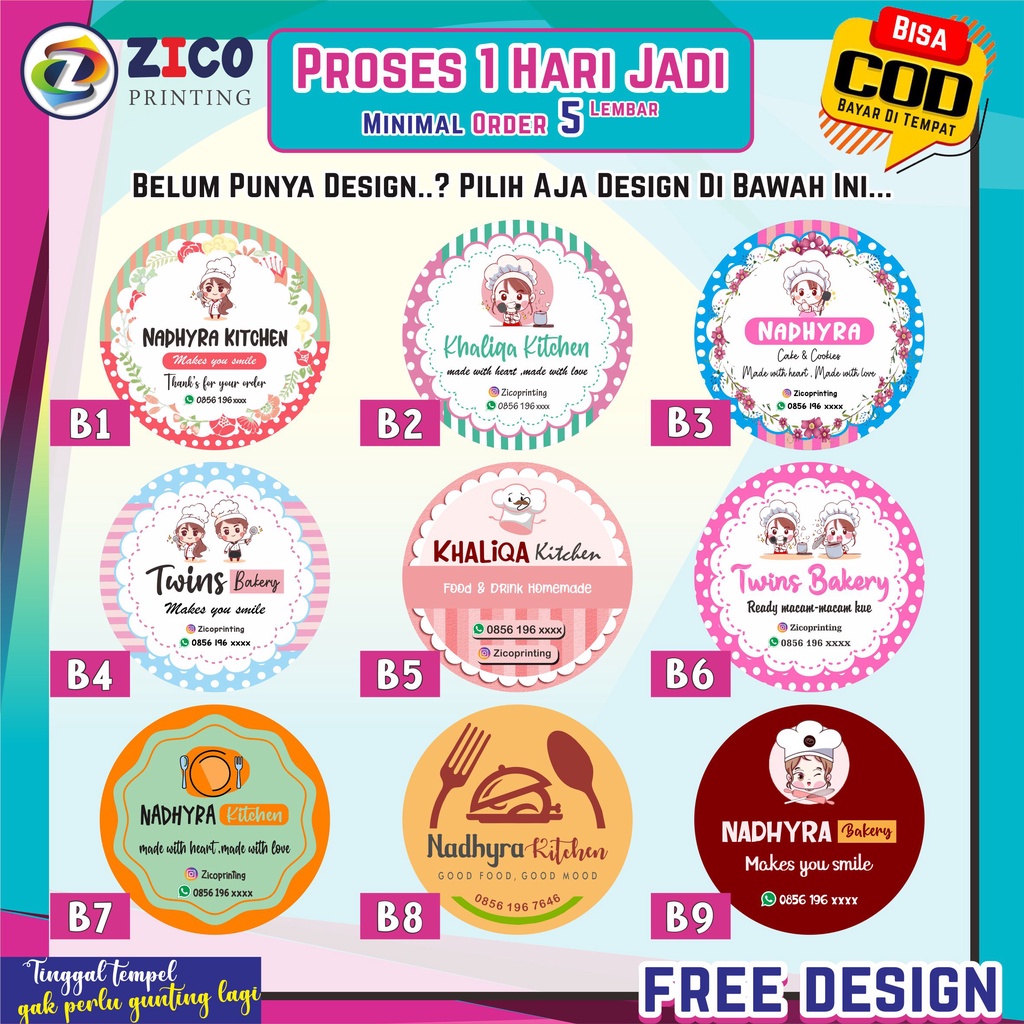 Jual CETAK STIKER LABEL MAKANAN CUSTOM+CUTTING (BULAT) | Shopee Indonesia