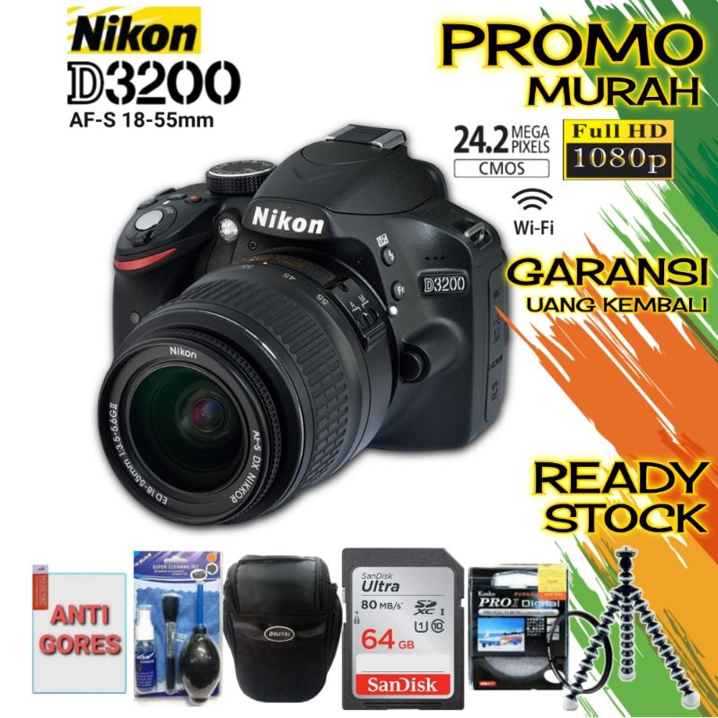 Jual (NEW) NIKON D3200 KIT LENSA AF-S 18-55MM - PRODUK ORIGINAL 100% | Shopee Indonesia