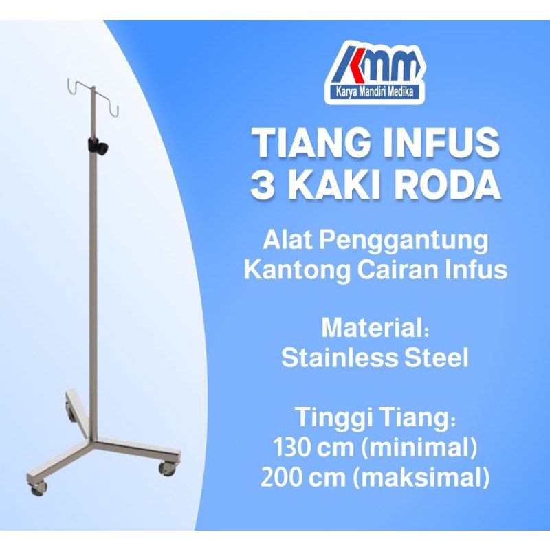 Jual Tiang Infus Roda 3 Stainless / Alat Penggantung Kantong Cairan ...