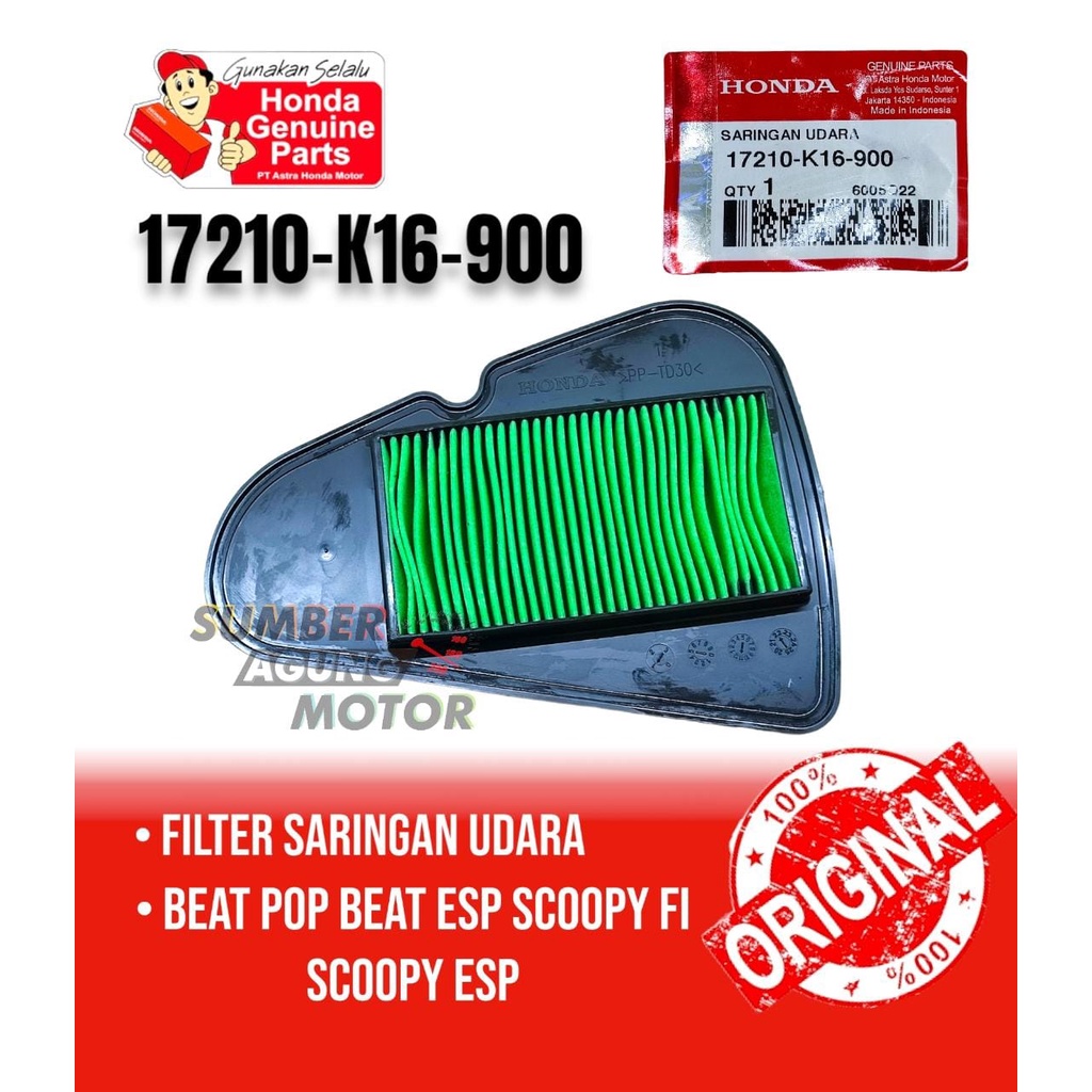 Jual FILTER SARINGAN UDARA BEAT FI POP ESP SCOOPY FI ESP AHM 17210-K16 ...