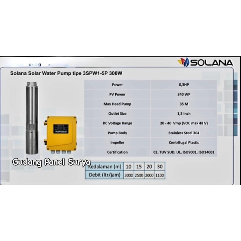 Jual Submersible Pump Pompa Celup Tenaga Surya Solana 300Watt + Controller | Shopee Indonesia