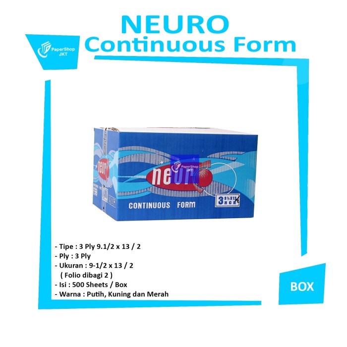 Jual NEURO - Continous Form 3 Ply 9 1/2 x 13/2 ( Folio Dibagi 2 ) NCR ...
