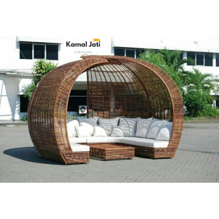 Jual Daybed gazebo rotan sintetis outdoor, daybed kolam renang | Shopee ...