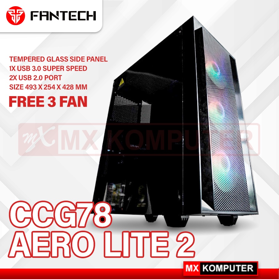 Jual FANTECH GAMING CASE AERO LITE 2 CG78 Include 3 RGB fan | Shopee ...