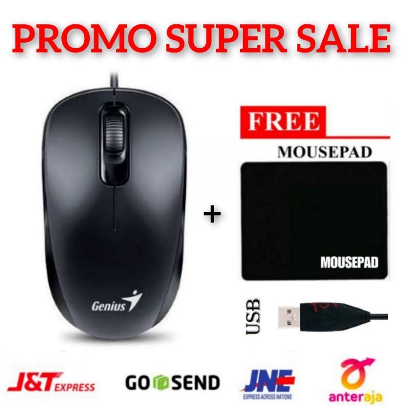 Jual MOUSE WIRED GENIUS DX110 OPTICAL USB + MOUSEPAD POLOS | Shopee ...