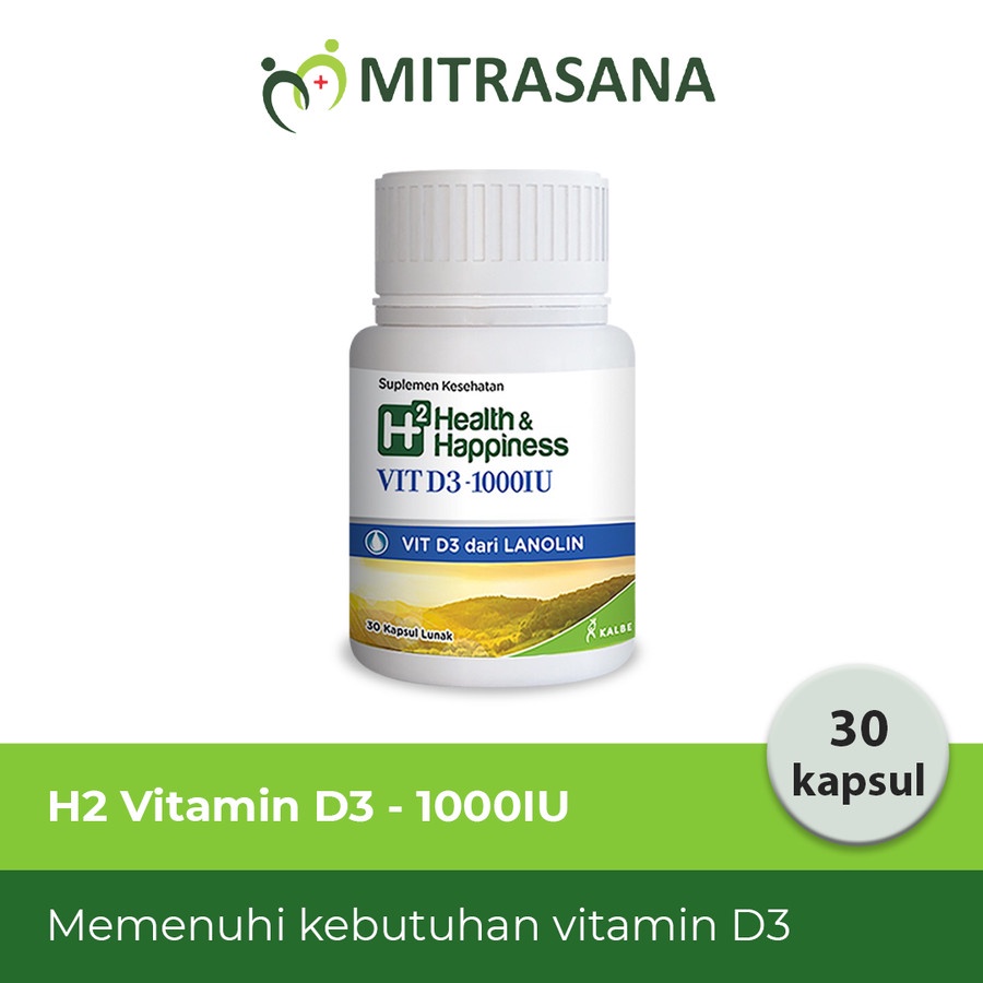 Jual H2 Vitamin D3 1000 Iu 30 Kapsul Memenuhi Kebutuhan Vitamin D 4634