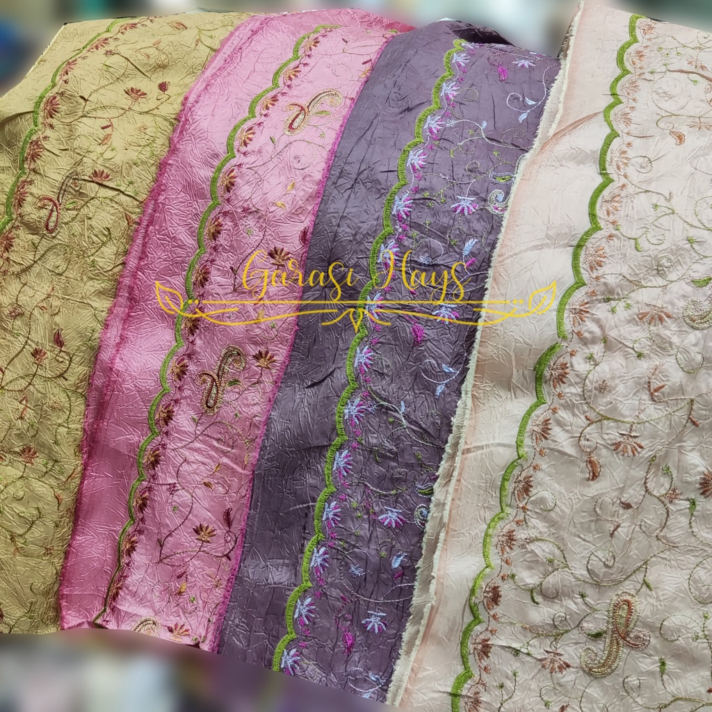 Jual Kain Taffeta Crinkle Embroidery Tafeta Bordir Kerut Lebar 150 cm ...