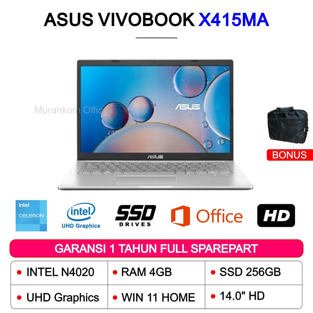 Jual LAPTOP ASUS VIVOBOOK X415MA INTEL CELERON N4020 RAM 4GB SSD 256GB ...