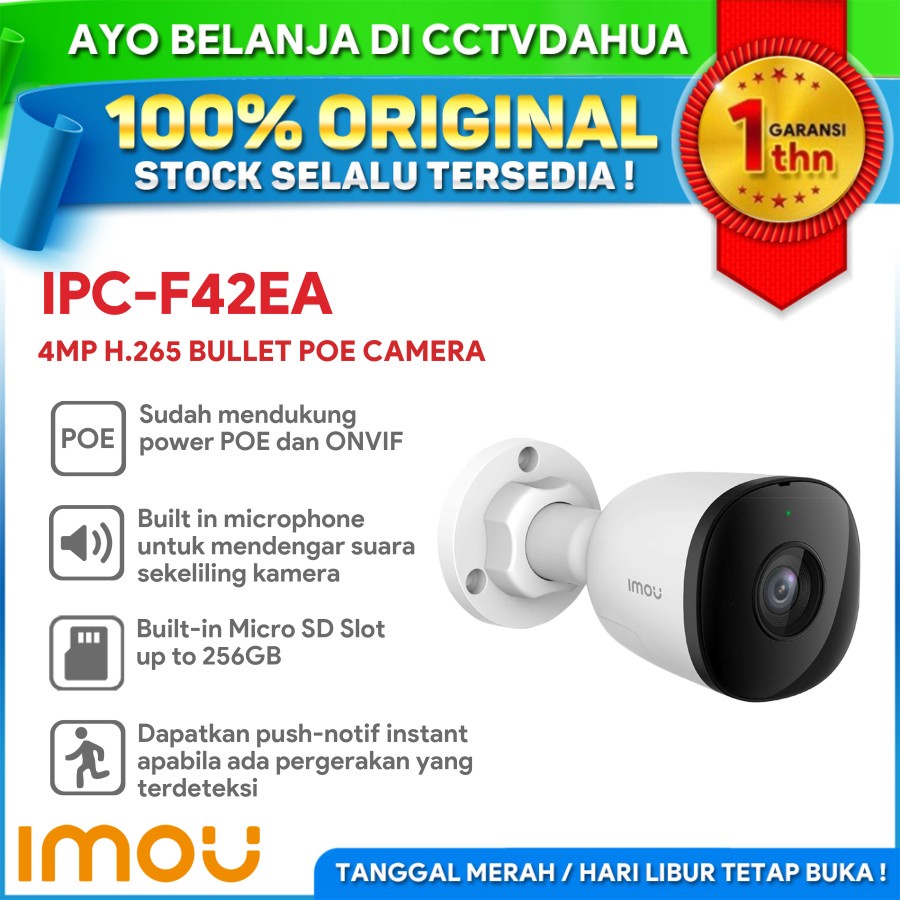 Jual IMOU IPC-F22AP DAHUA IMOU H.265 POE BULLET IP CAMERA BERGARANSI ...