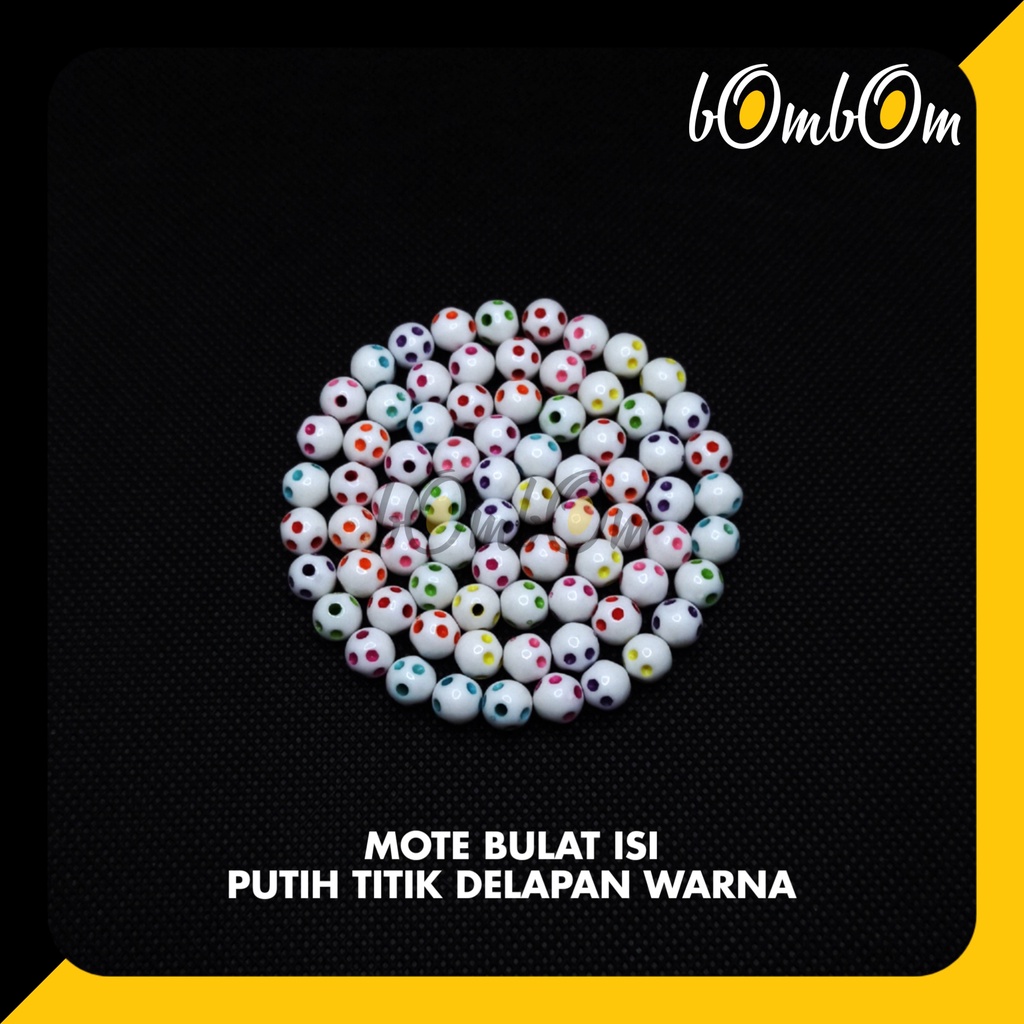 Jual [Pilih Warna] MB-15 Mote Bulat Isi Putih Titik Delapan Warna / Mote Bulat Titik / Mote ...