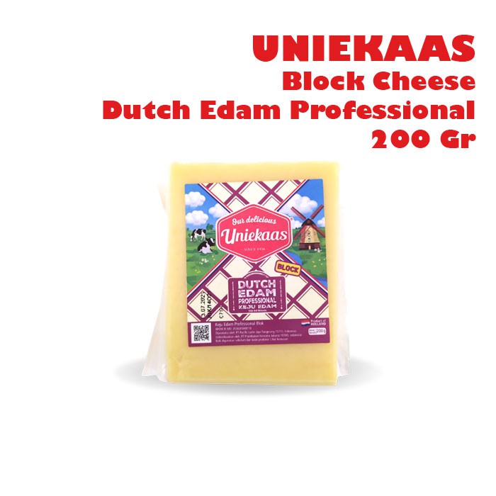 Jual UNIEKAAS Block Dutch Edam Professional 200 Gr / Keju balok Edam ...
