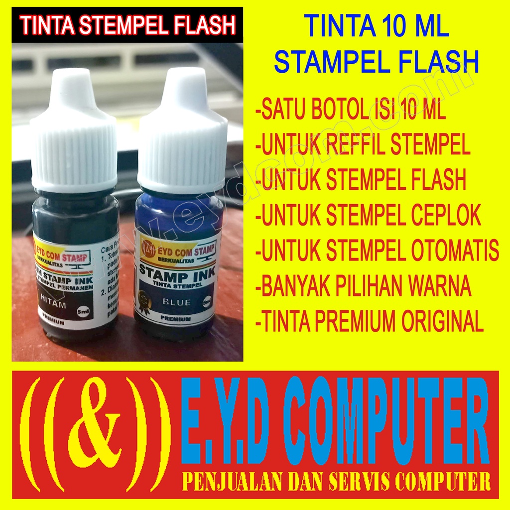 Jual TINTA STAMPEL FLASH 10ML STAMP INK CAP STEMPEL OTOMATIS REFFIL ...