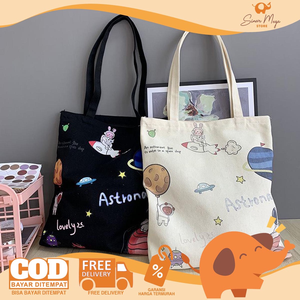 Jual Totebag Canvas Motif Planet / Tas Multifungsi Motif Planet / Tote ...