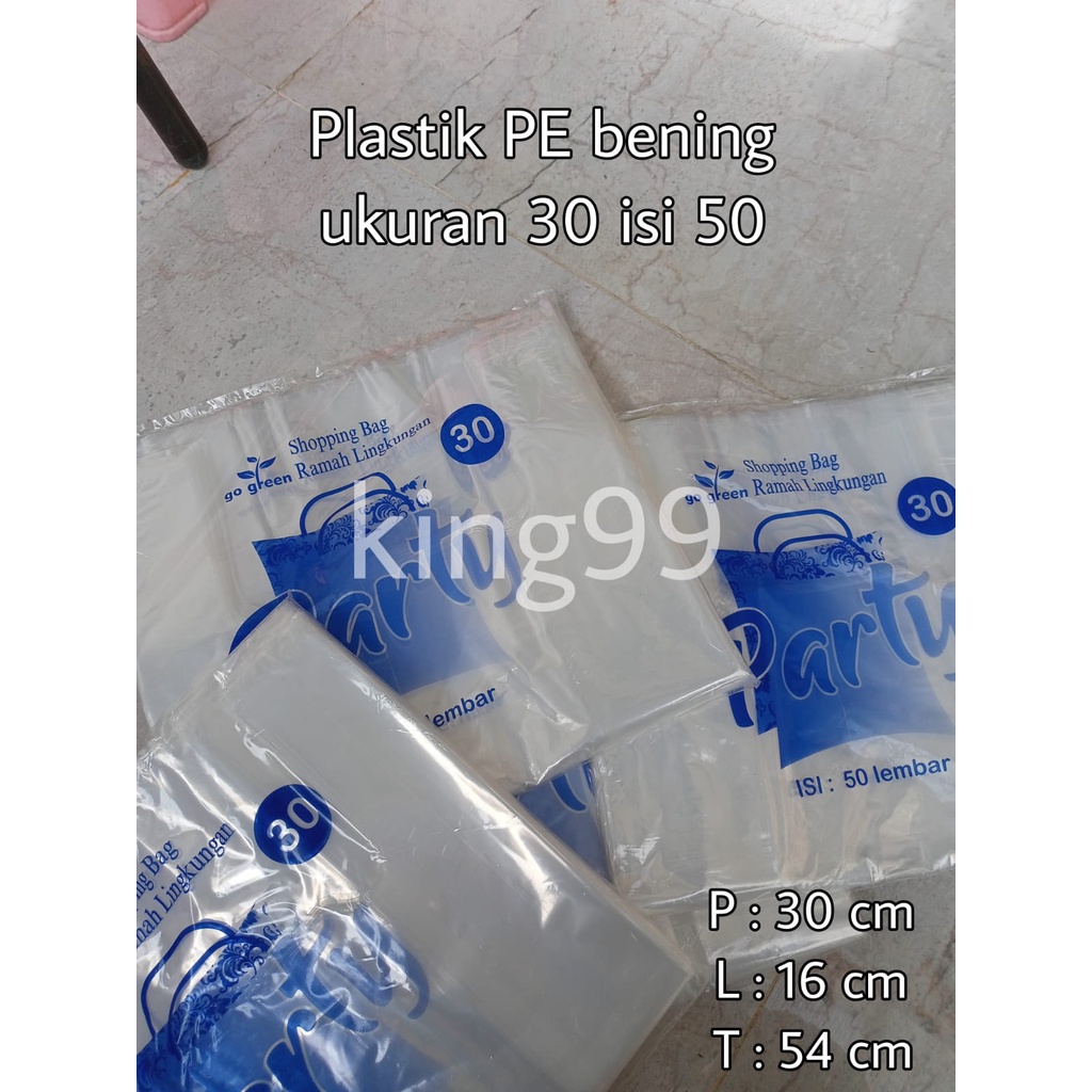 Jual KANTONG PLASTIK BOX PE BENING TRANSPARAN KACA UKURAN 30 ISI 50 PCS ...